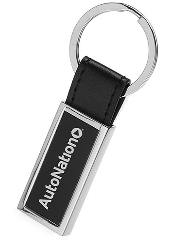 Rectangular Metal & Leather Keychains | Custom Printed As Low As $3.5
